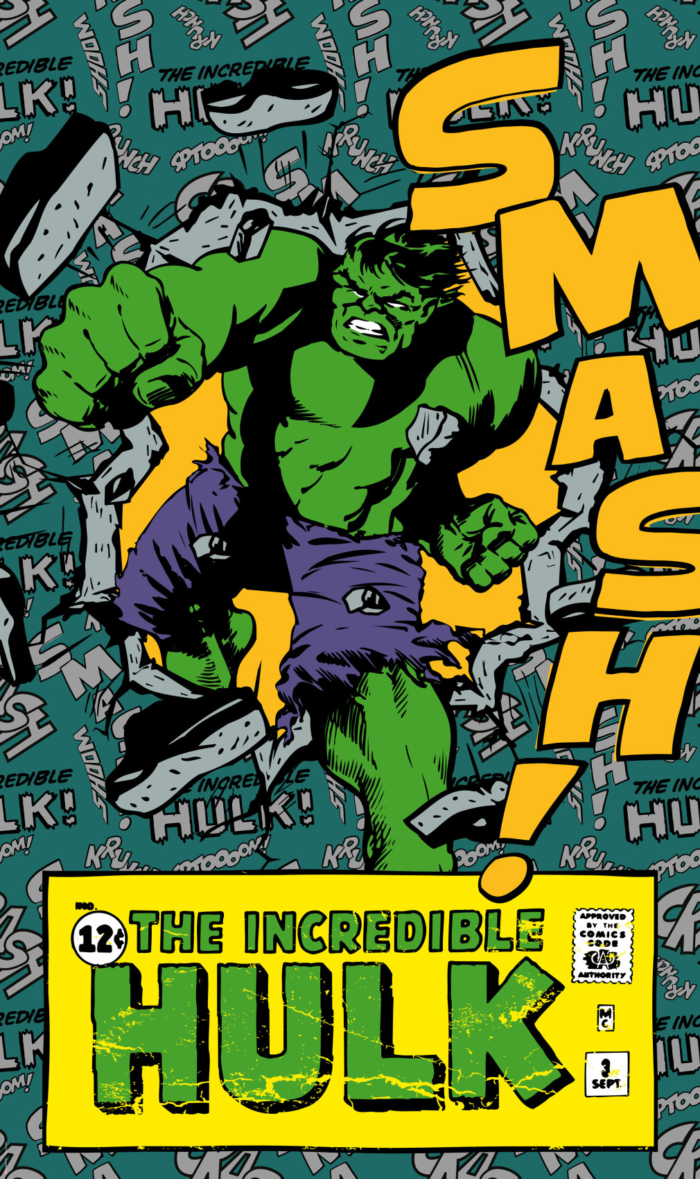 Panel "Marvel Comics The Incredible Hulk Smash" von Komar
