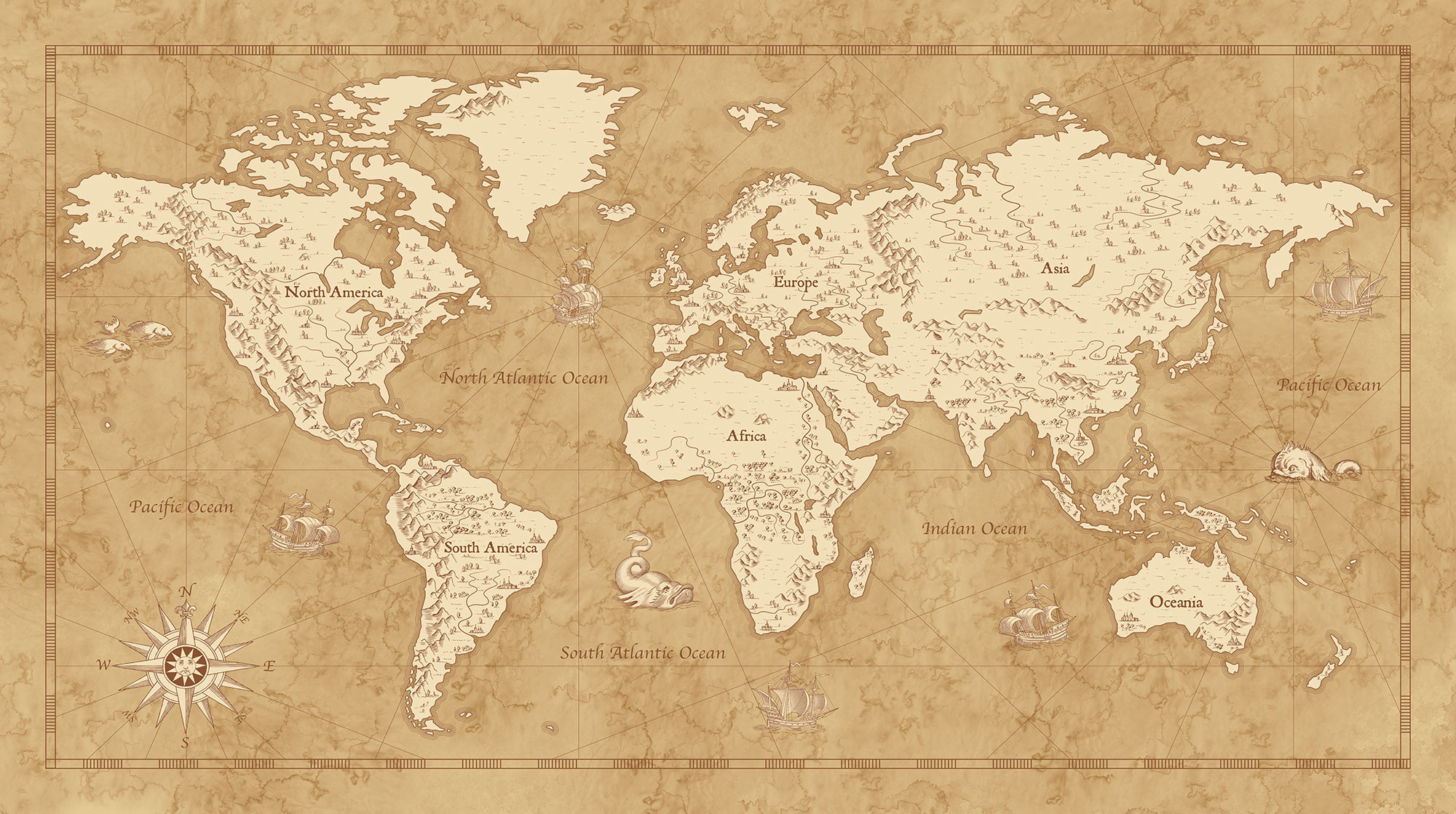 Photomurals | Digitally printed photomural "Vintage World Map" by Komar®