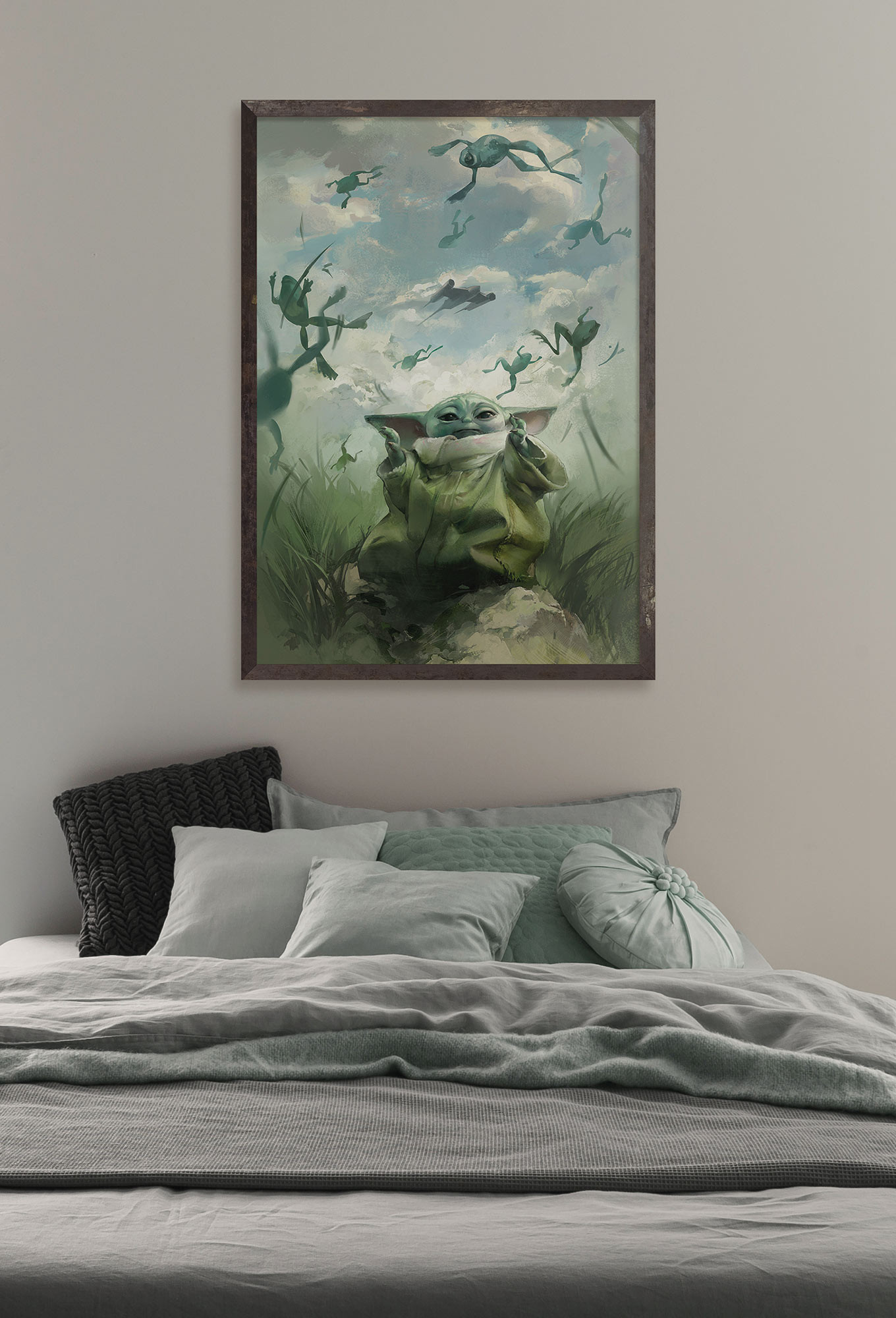 Star Wars Art print "Star Wars The Mandalorian Grogu Frogs" with ...
