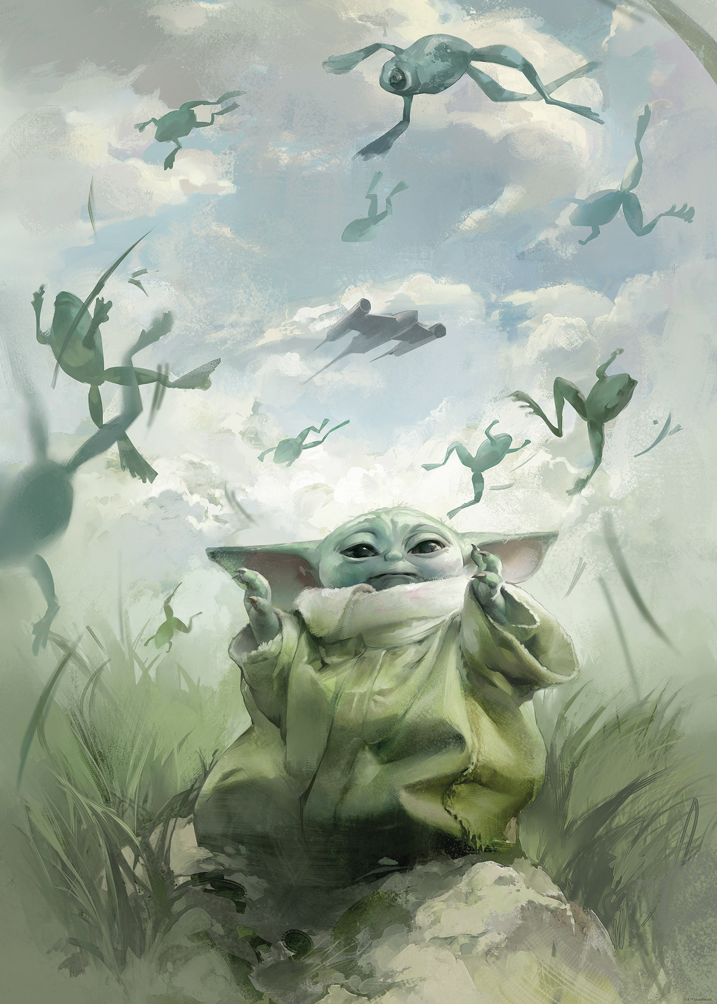 Star Wars Art print "Star Wars The Mandalorian Grogu Frogs" with ...