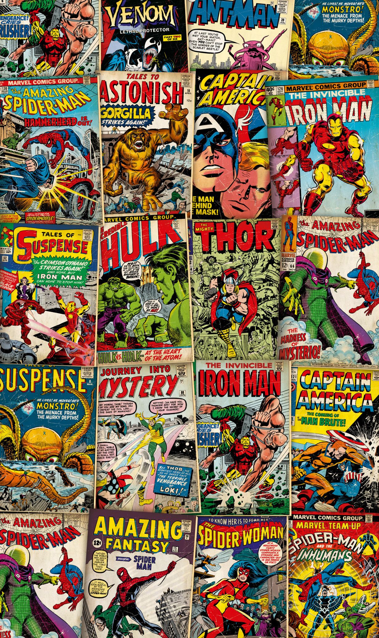 Papier Peint Panoramique | Papier peint numériquee "Marvel Cover Retro ...