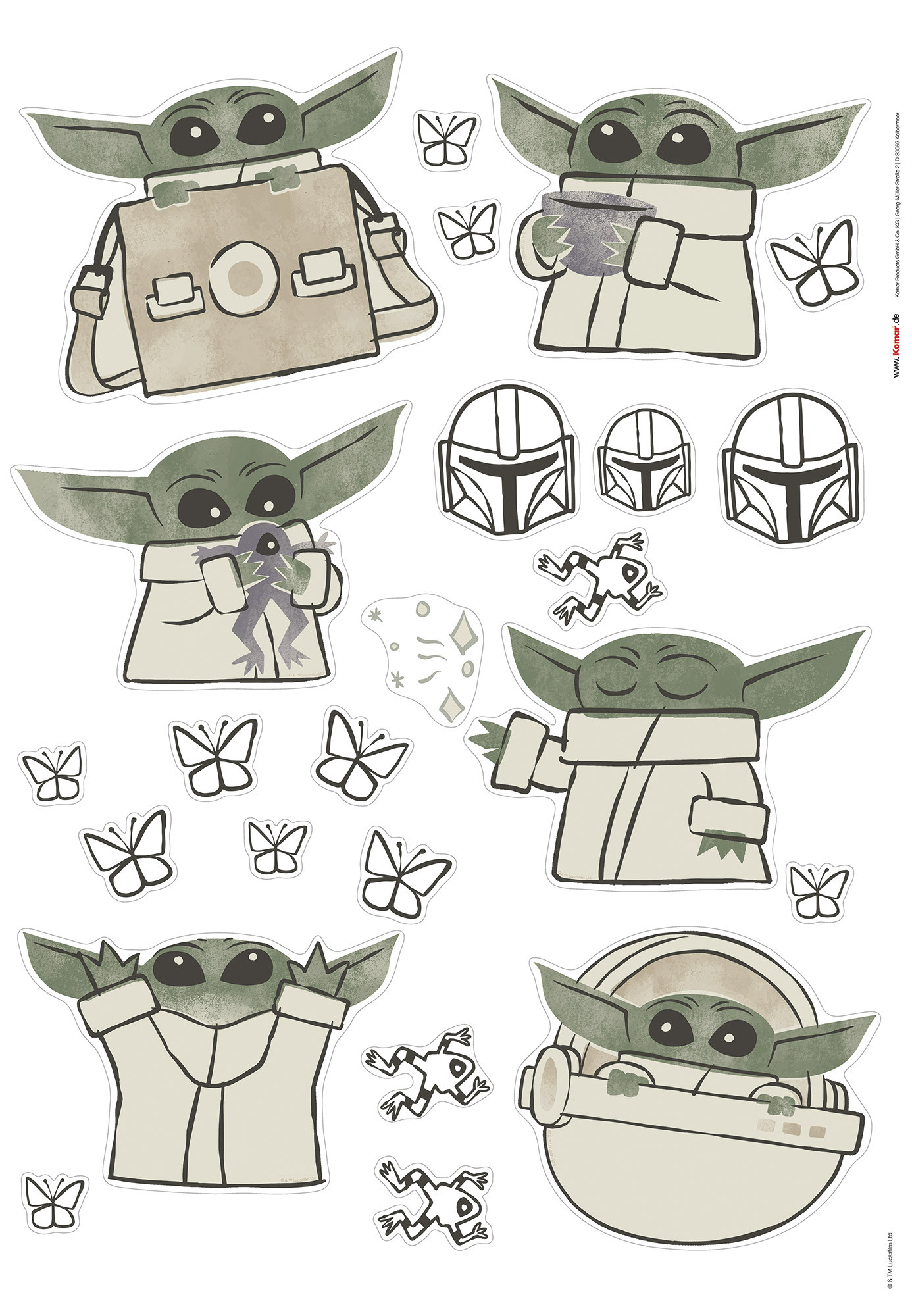 Sticker mural "Star Wars The Mandalorian Grogu Cute" de Komar® | Star ...